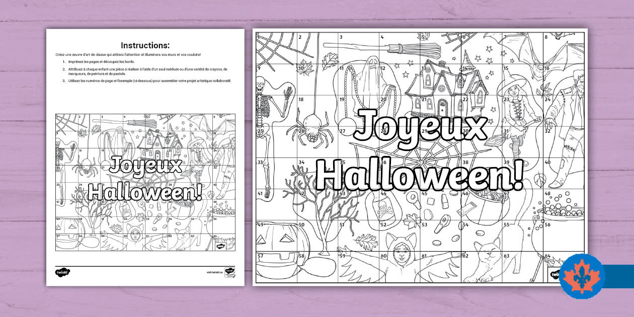Joyeux Halloween! Collaborative Art Pack (teacher made)