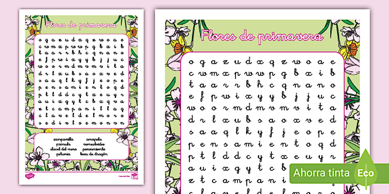 Editable Sopa de letras: Las flores de primavera - Twinkl