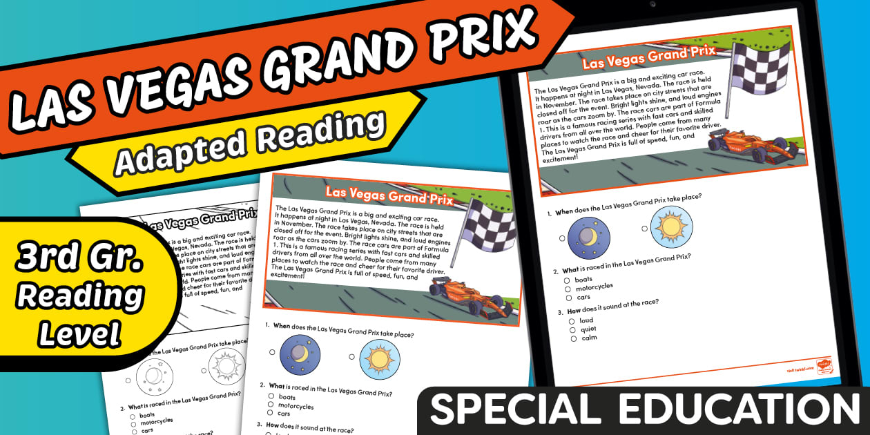 Las Vegas Grand Prix Adapted Reading Comprehension Worksheet