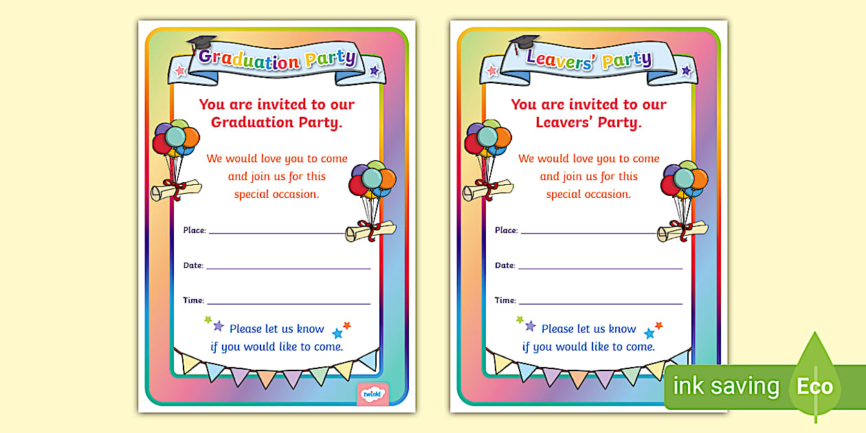 Editable Graduation Leavers Party Invitation Poster - Twinkl
