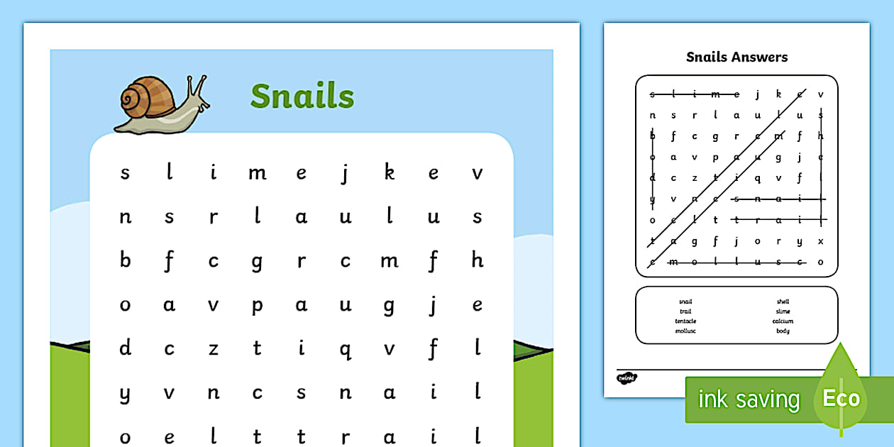Snails Word Search (teacher made) - Twinkl