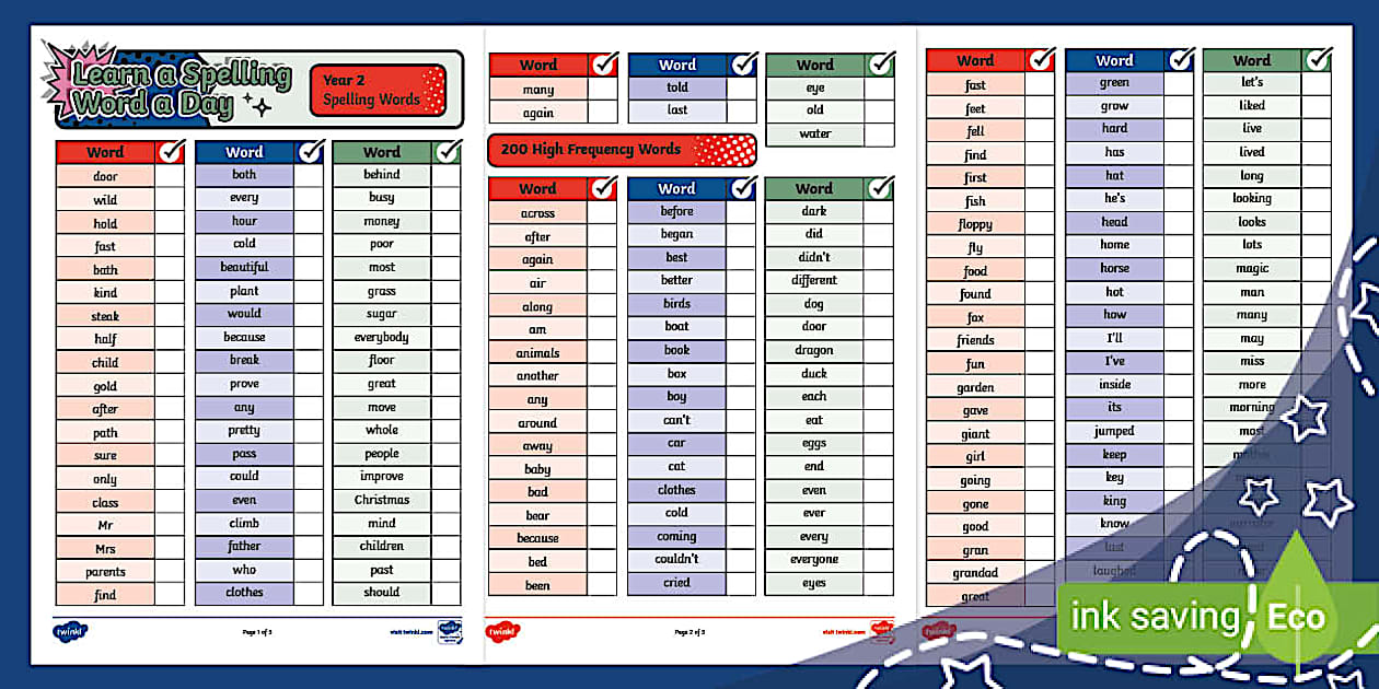 Year 2 New Word a Day Activity | Parents Ages 6-7 - Twinkl