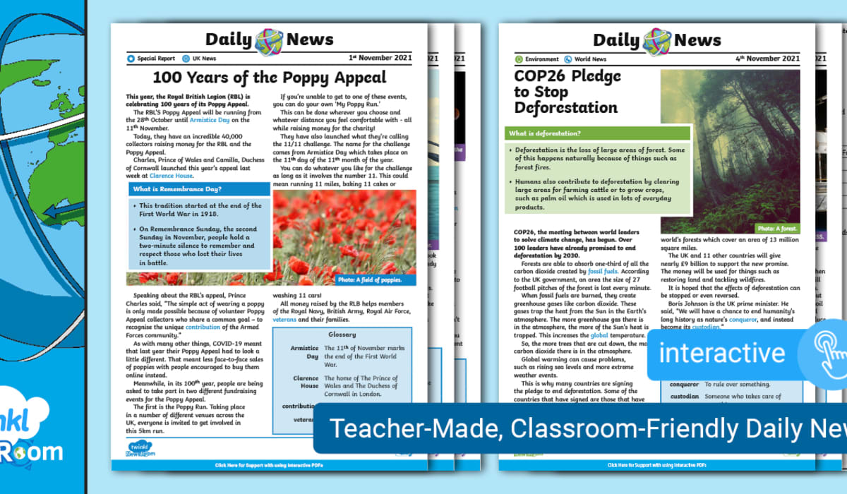 Weekly Comprehension Pack - 5th November 2021 - Twinkl NewsRoom