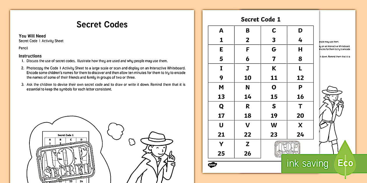 Secret Code Spelling Worksheet - Primary Resources - Twinkl