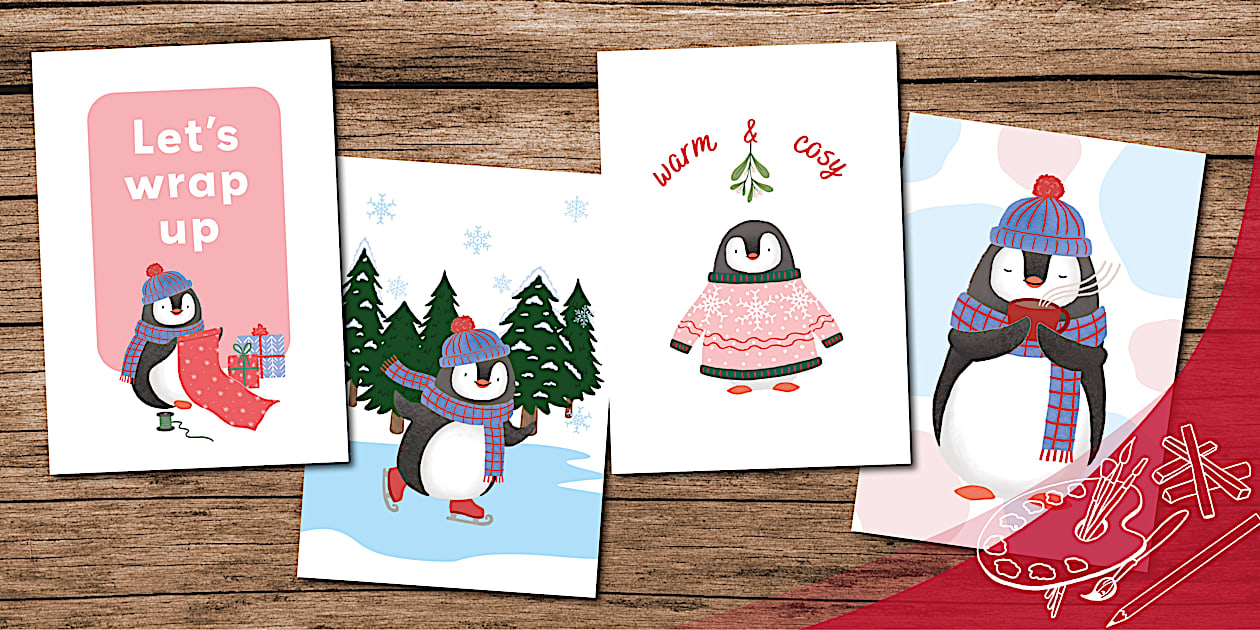 Christmas Penguin Posters Pack | Twinkl Art Gallery