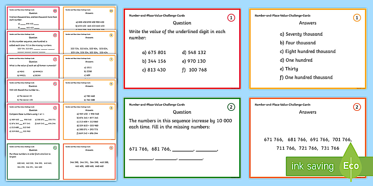 Year 5 Number and Place Value Challenge Cards - challenge cards