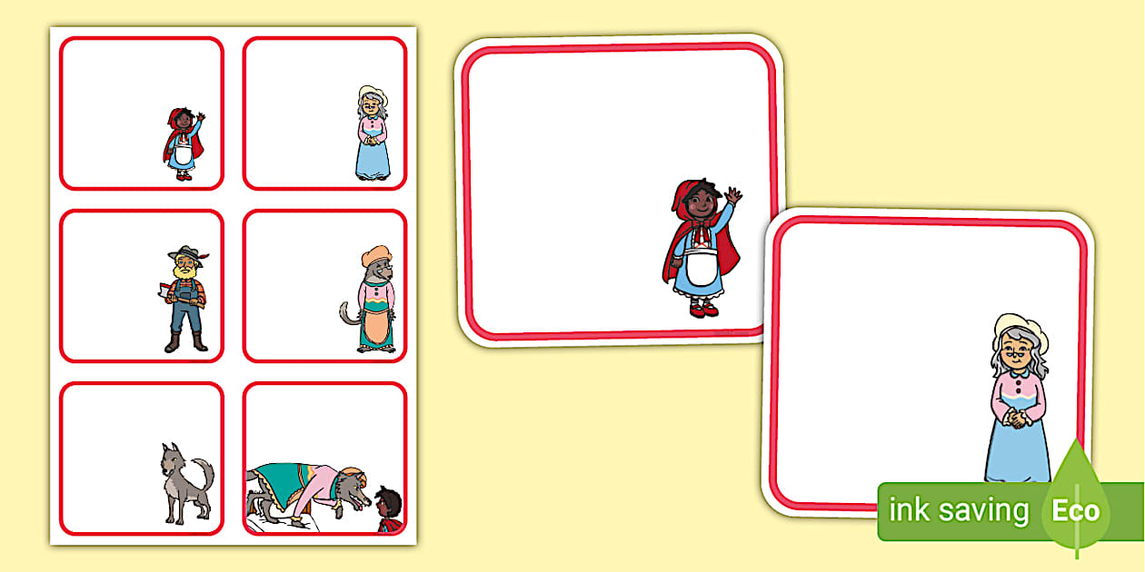 Little Red Riding Hood Square Labels (Teacher-Made) - Twinkl
