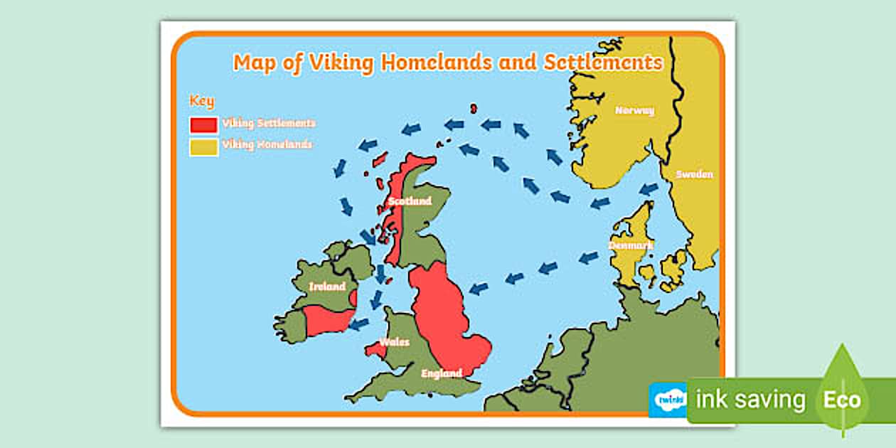 KS2 Viking Invasion Map - Learn where the Vikings came from