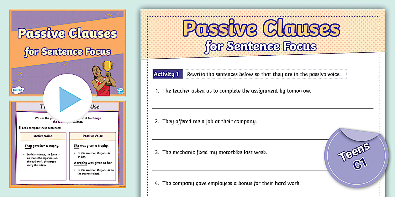 ESL Passive Clauses for Sentence Focus Lesson | Twinkl