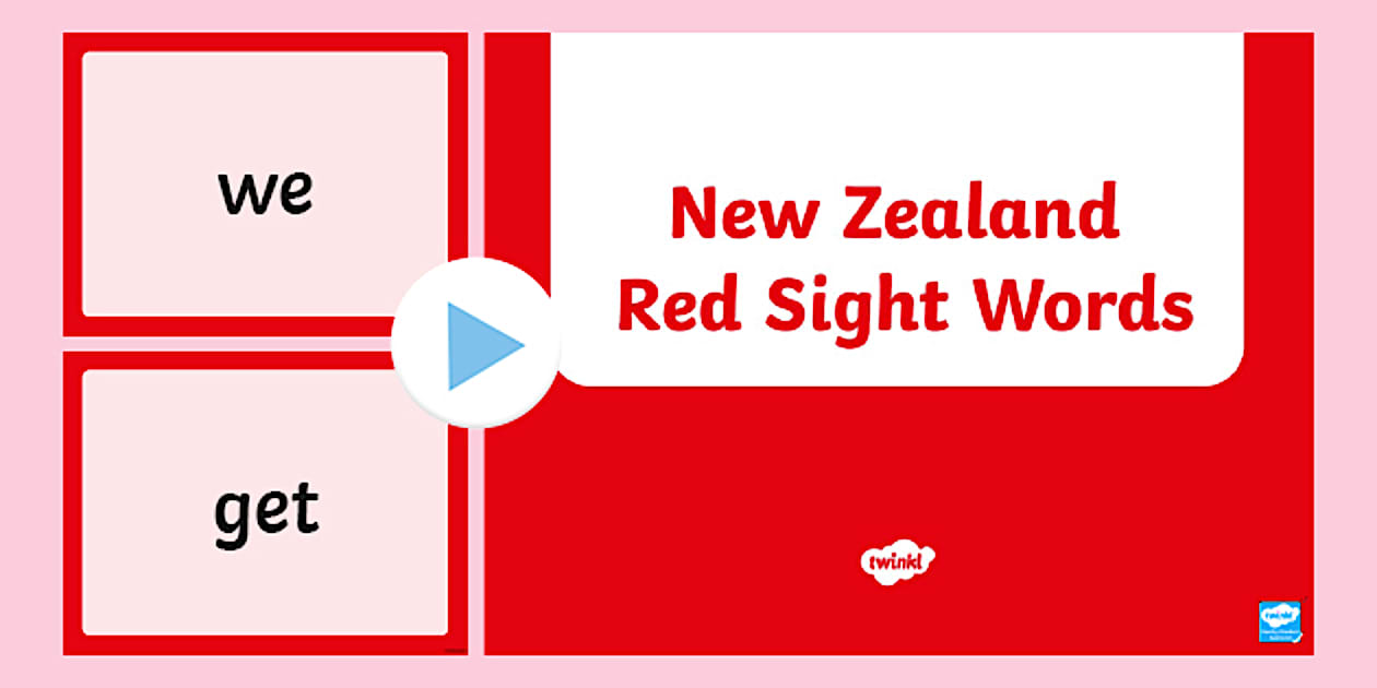 New Zealand Red Reading Sight Words PowerPoint - Twinkl