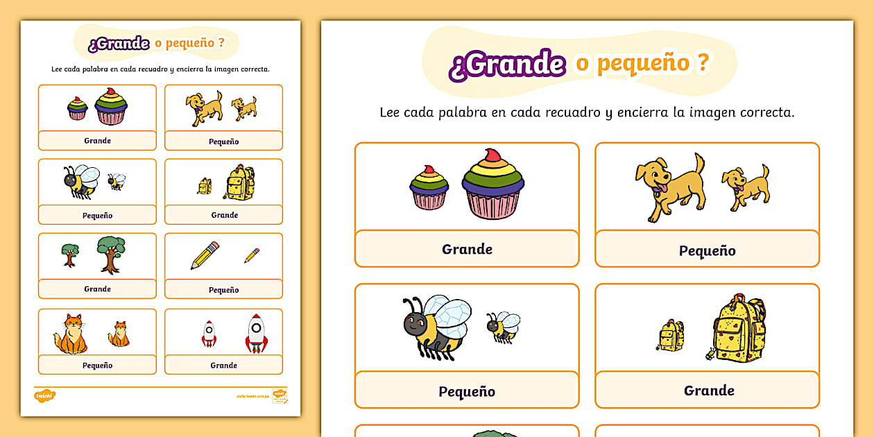 Ficha de actividad: Grande o pequeño (teacher made)
