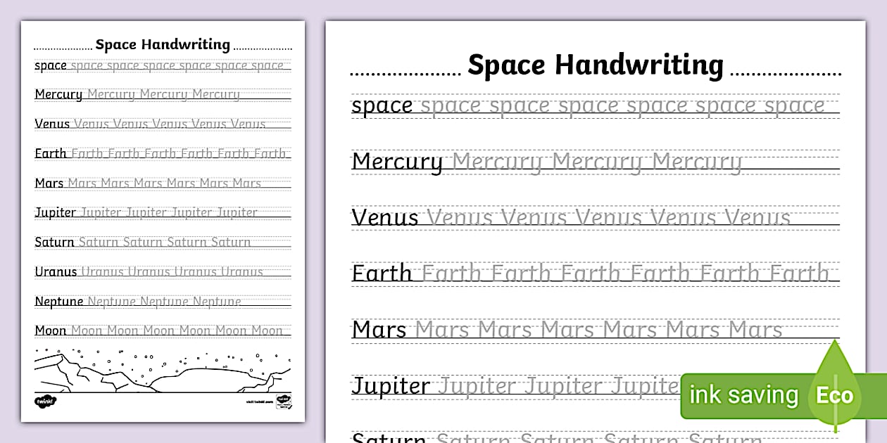 Space-Themed Handwriting Practice Sheets - Twinkl