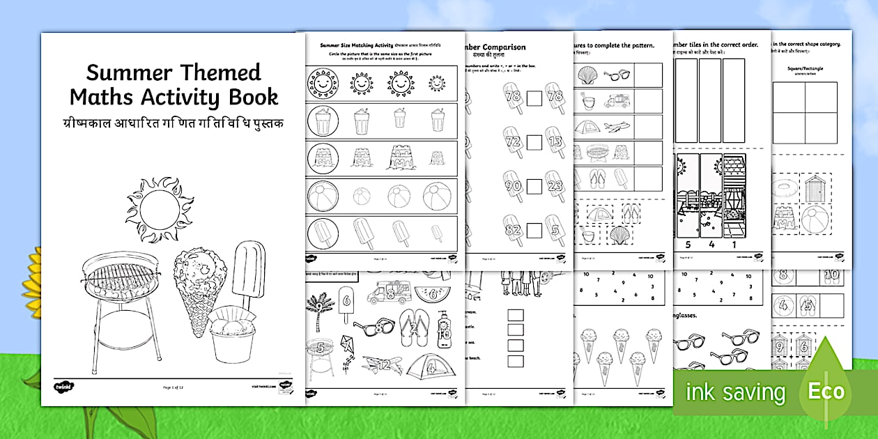 Summer Themed Maths Activity Booklet English/Hindi - Summer Themed KS1 ...