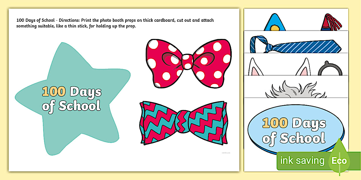 100 Days of School - Photo Booth Props