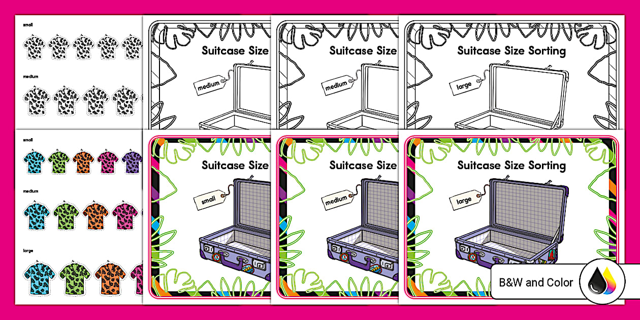 Suitcase Size Sorting Activity Mats (Teacher-Made) - Twinkl