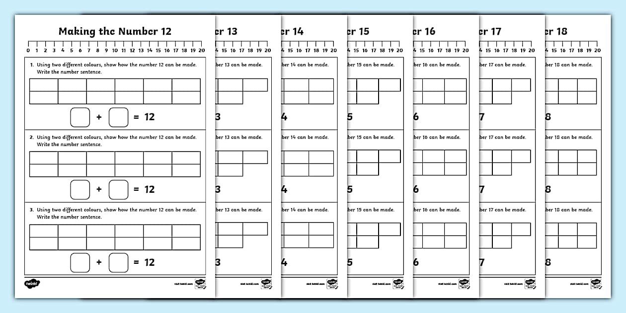 👉 Ways of Making 12 - 18 Worksheet Pack (teacher made)