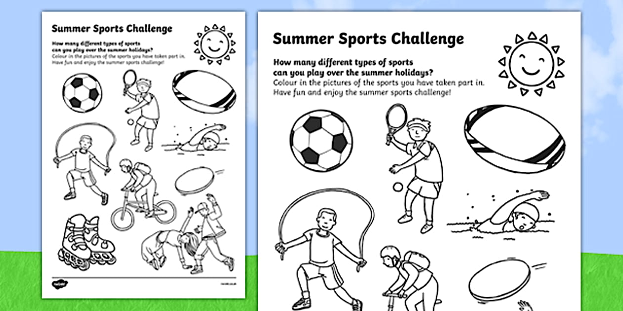 Summer Sports Challenge Worksheet / Worksheet, worksheet