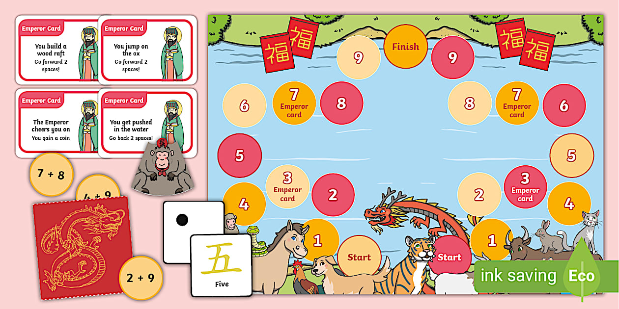 Addition within 20 Chinese New Year Board Game - Twinkl