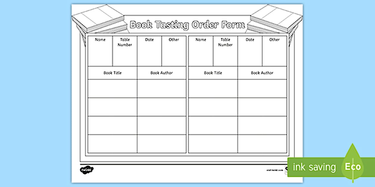 Book Tasting Order Form (teacher made) - Twinkl