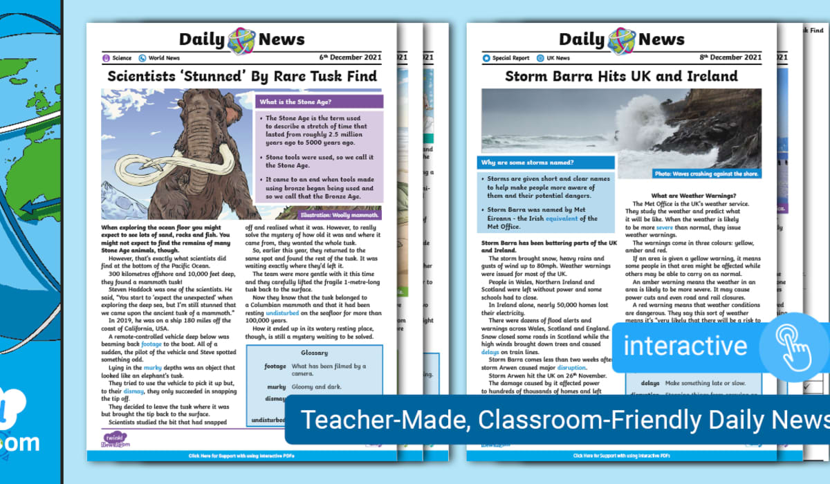 Weekly Comprehension Pack - 10th December 2021 - Twinkl NewsRoom