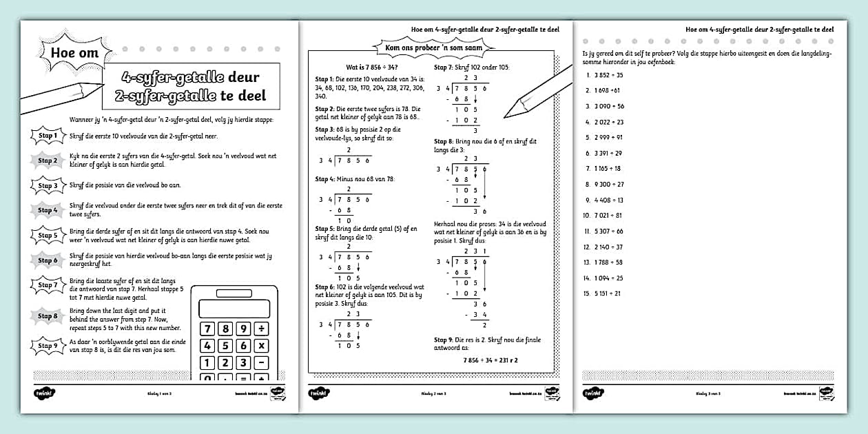 Graad 7 Wiskunde: Hoe om 4-syfer-getalle deur 2-syfer-getalle te deel