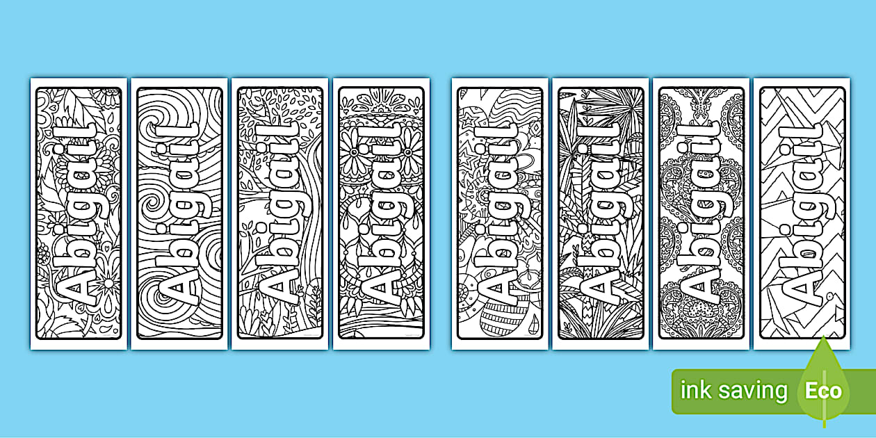 Abigail Mindfulness Name Colouring Bookmarks | Twinkl | KS1