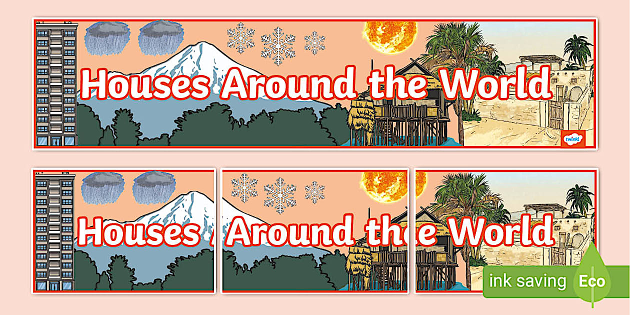 Houses Around the World Banner (Teacher-Made) - Twinkl