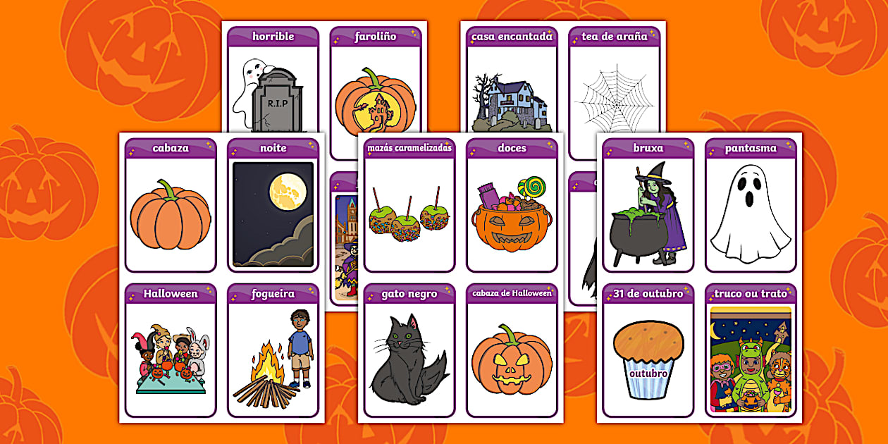 Tarxetas de vocabulario: Halloween - Galego (teacher made)