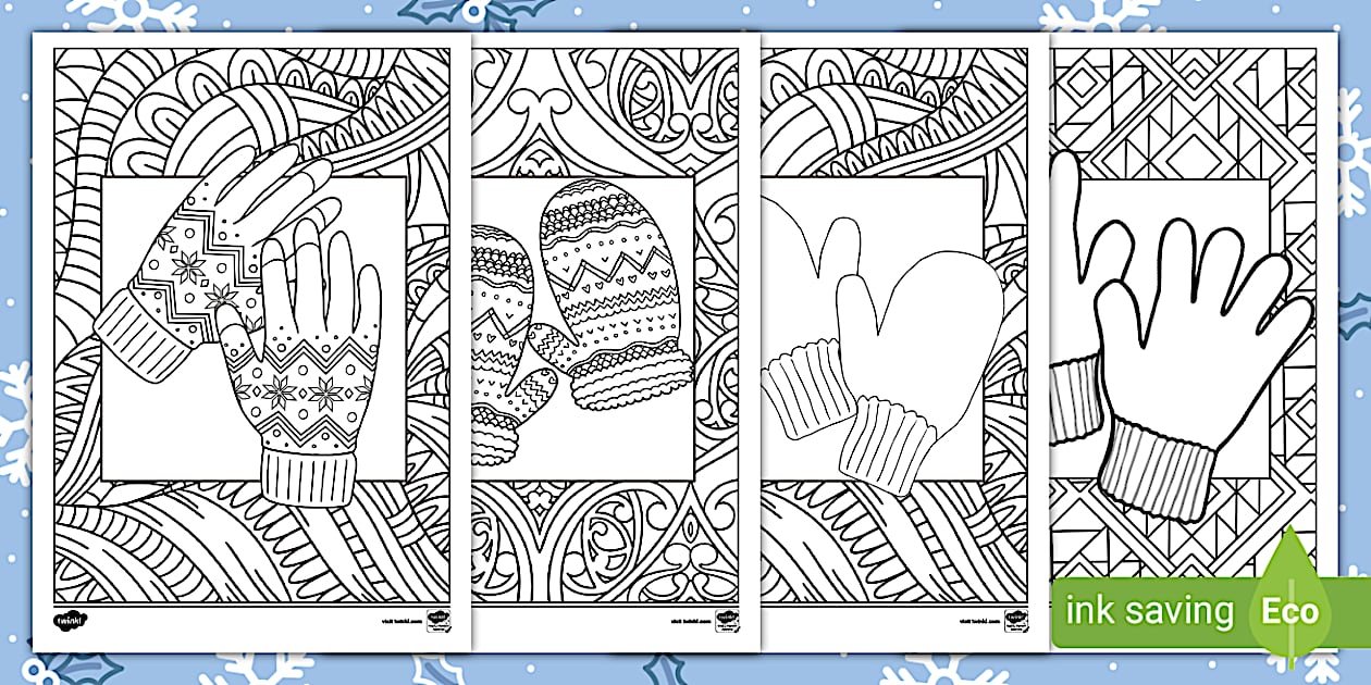Mittens Colouring Sheet (Teacher-Made) - Twinkl