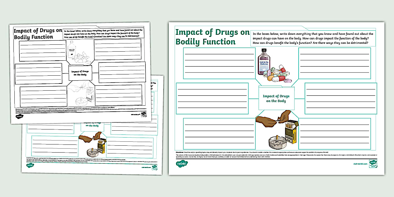 Impact of Drugs on Bodily Functions Mind Map (teacher made)