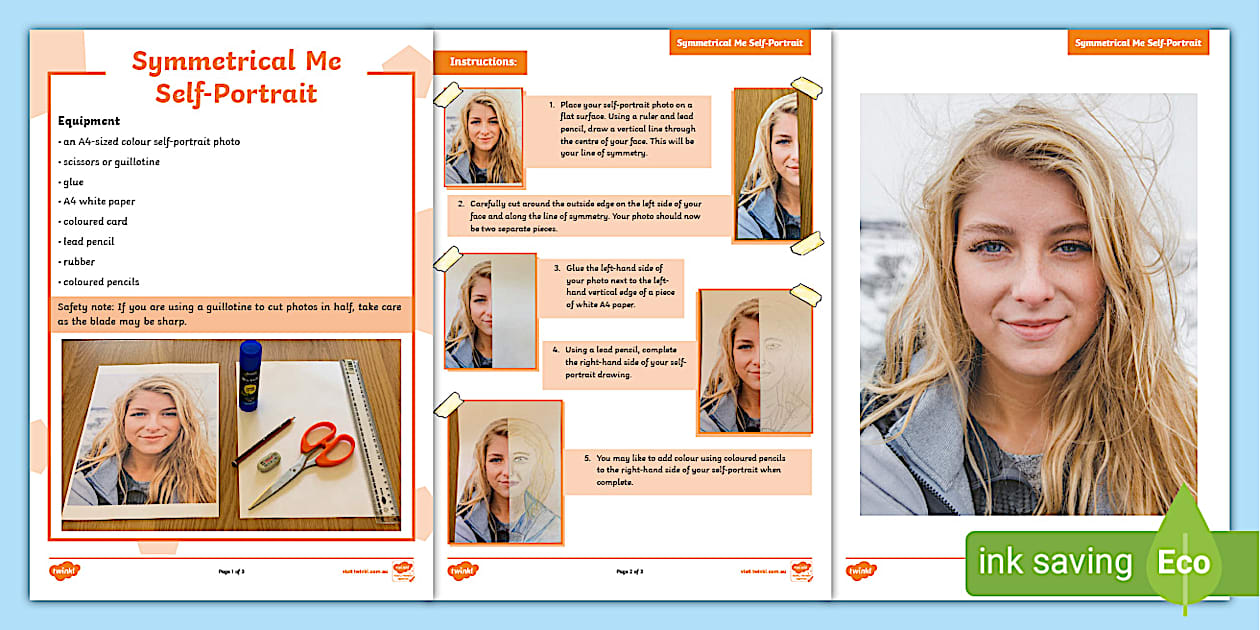 Symmetrical Back To School Self-Portrait Activity - 3-4