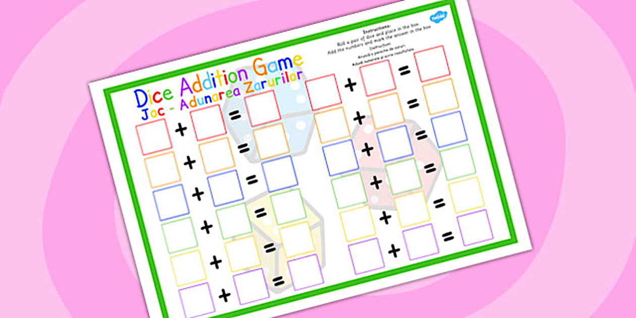 Lower Ability Dice Addition Game Template Romanian Translation