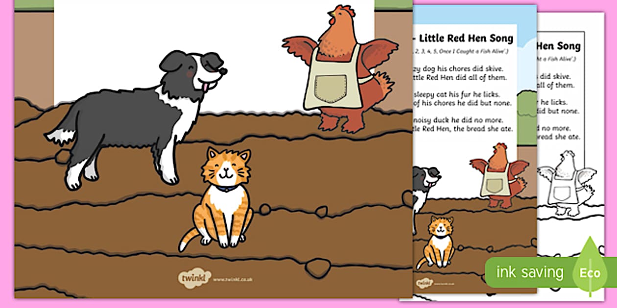1, 2, 3, 4, 5, Little Red Hen Song (teacher made) - Twinkl