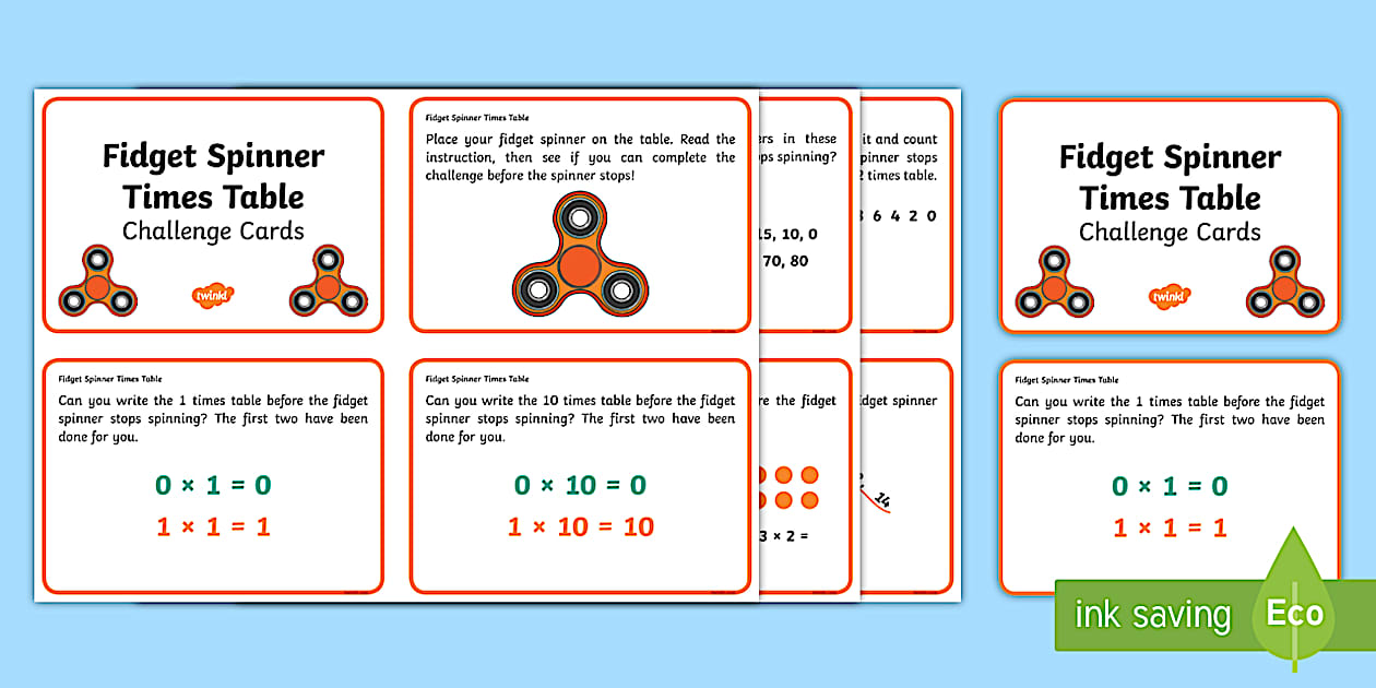 Fidget Spinner Times Tables KS1 Challenge Cards - Twinkl