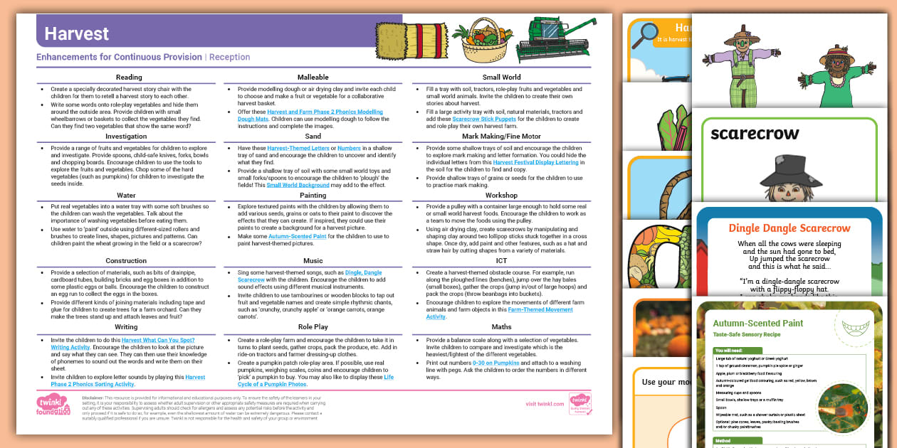 EYFS Harvest Continuous Provision Planning Ideas and Resource Pack