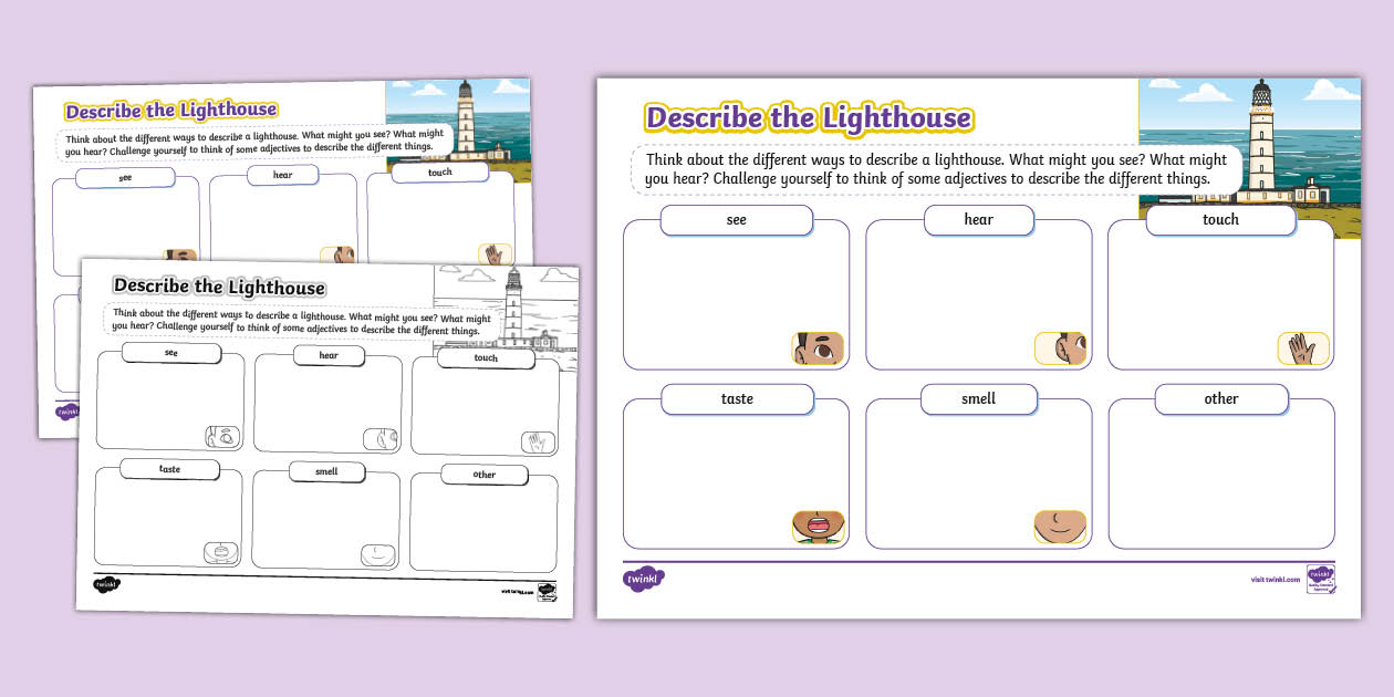 Lighthouse Adjectives Worksheet - English (teacher made)