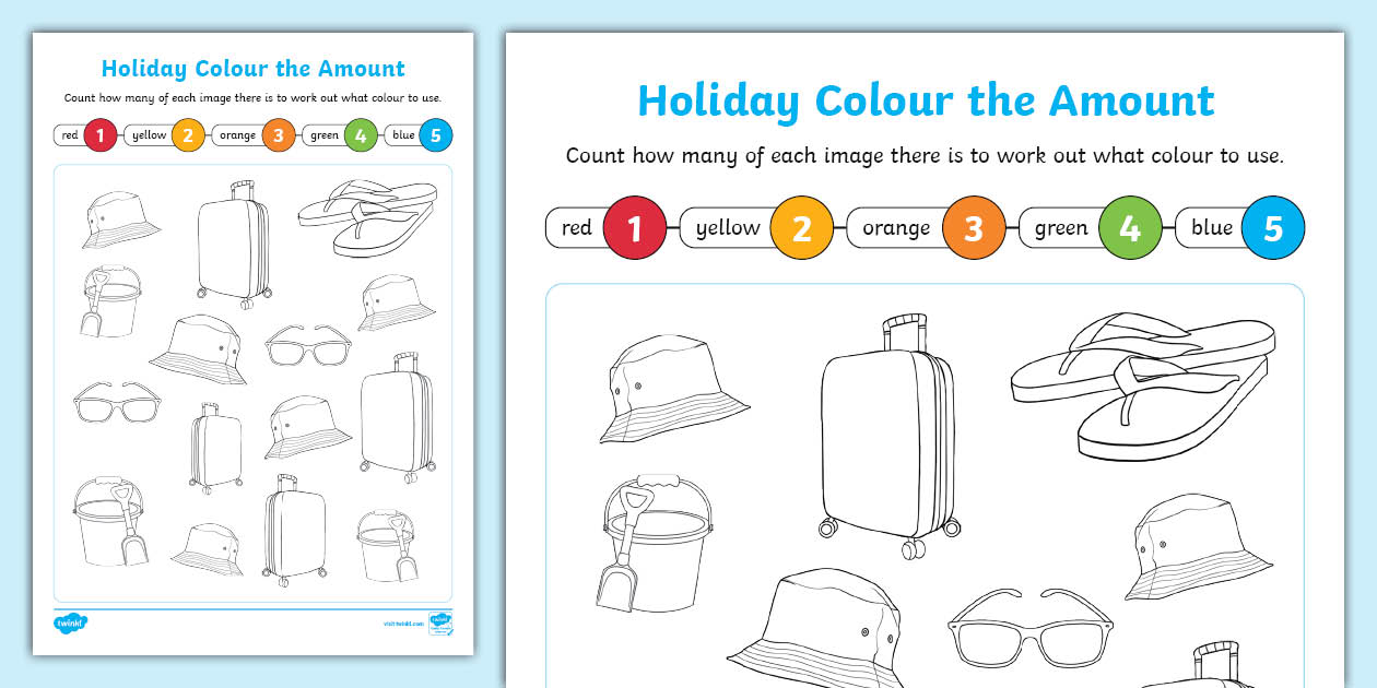 👉 Holiday Colour the Amount Worksheet - Twinkl