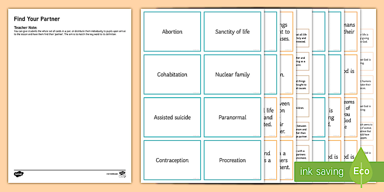 Key Terms RE Revision Pairs Sorting Cards - Twinkl