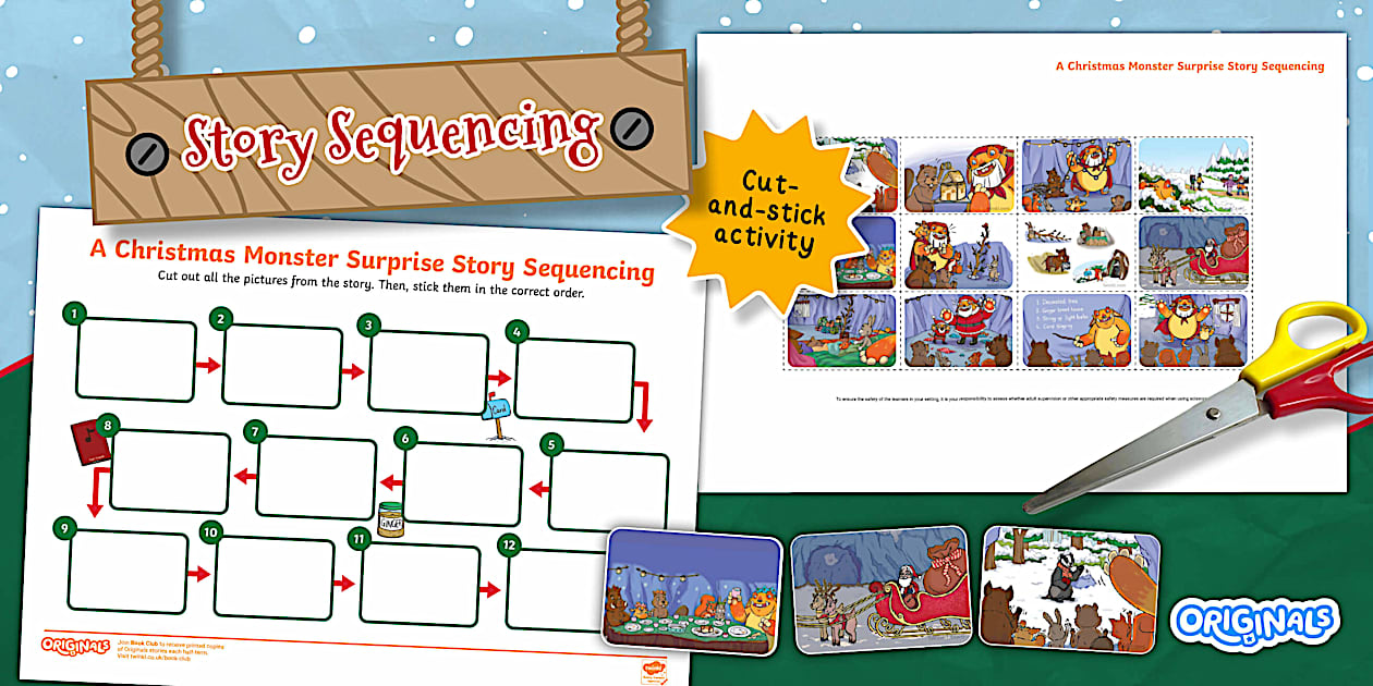 A Christmas Monster Surprise Story Sequencing Activity