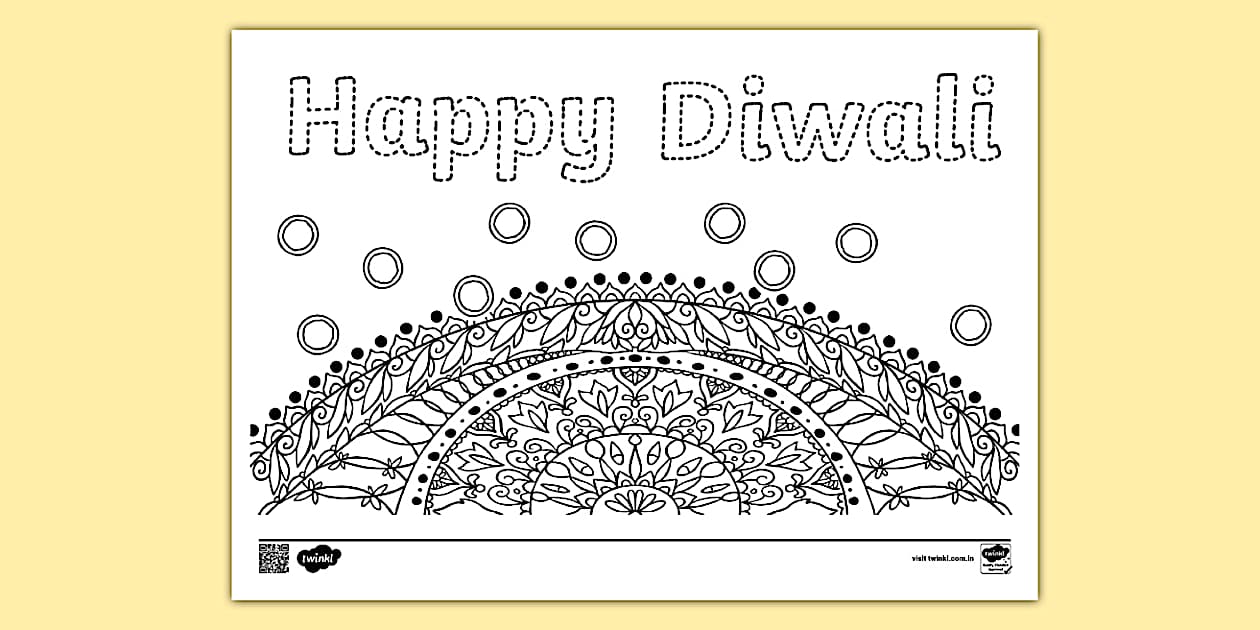 FREE! - Diwali Drawing for Colouring - Twinkl India - Twinkl