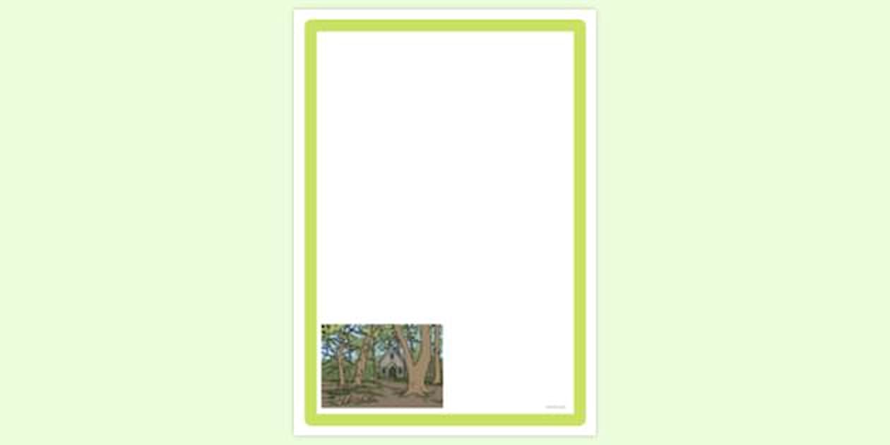 Simple Blank House in Forest Page Border | Page Borders