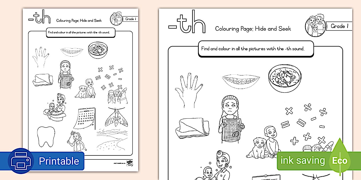 Hide and Seek Grade 1 -th Colouring Page (teacher made)