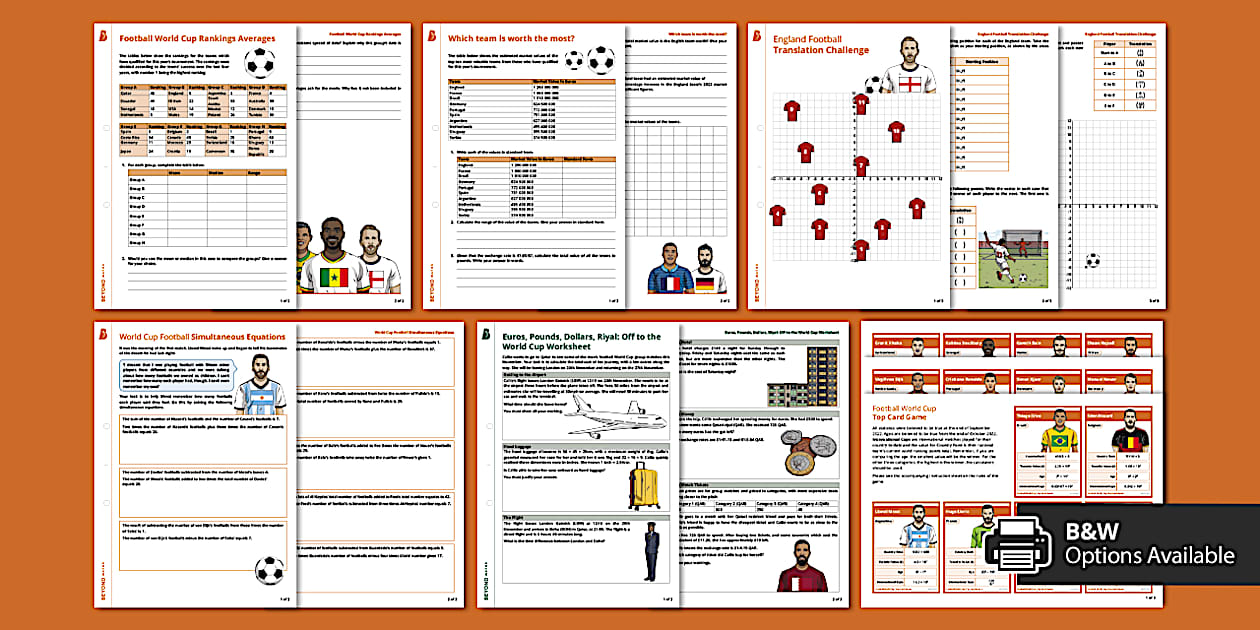 Men's Football World Cup 2022 Differentiated Maths Activity Pack