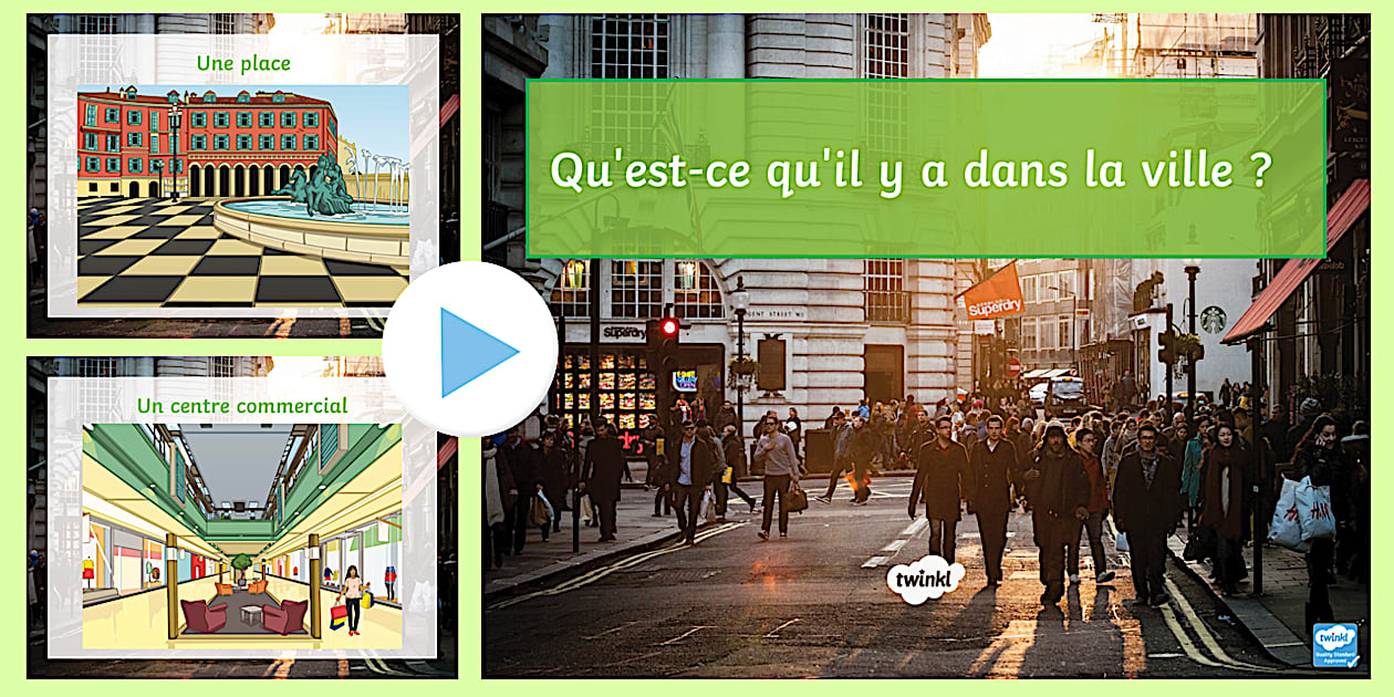 Places in Town PowerPoint French (teacher made) - Twinkl