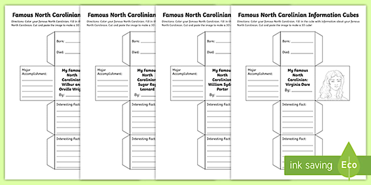 Famous North Carolinians: Biography Cubes (teacher made)
