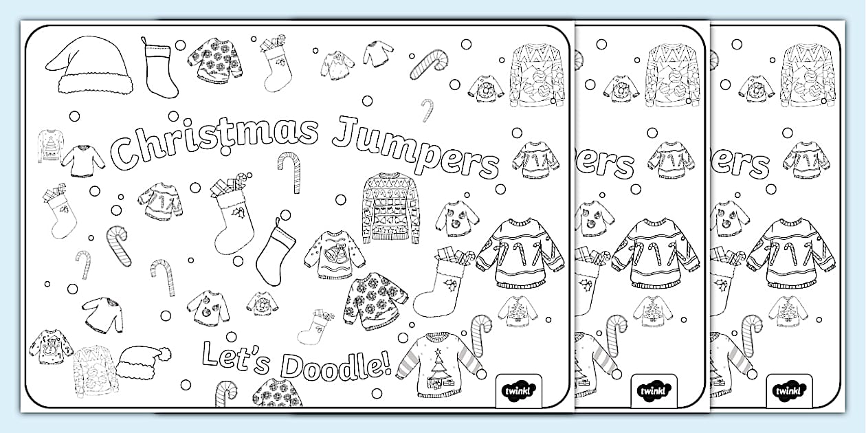 Christmas Jumpers Doodle Colouring Pages - Twinkl - KS1