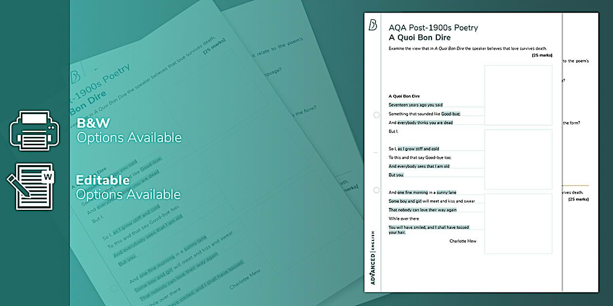 A Quoi Bon Dire Analysis | Revision Questions | Beyond