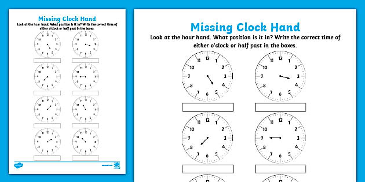 👉 Missing Clock Hands Worksheet | Twinkl | Time | Maths | KS1