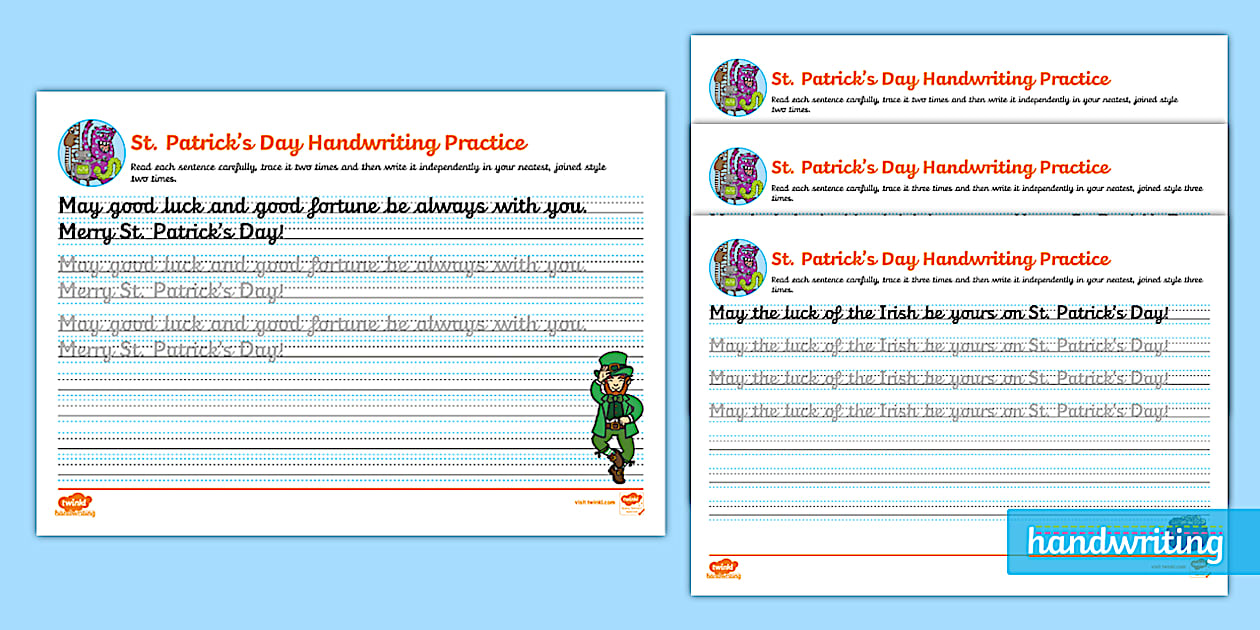 The Journey to Continuous Cursive: St. Patrick's Day Handwriting Practice