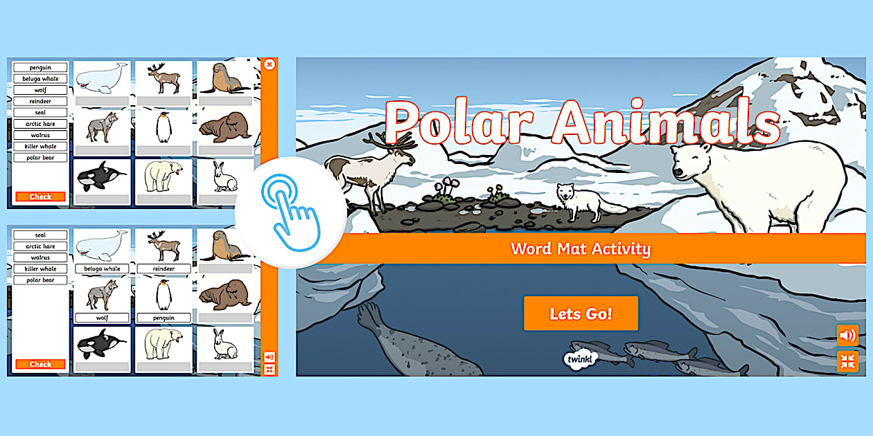 Polar Animals Interactive Word Mat Activity (teacher made)
